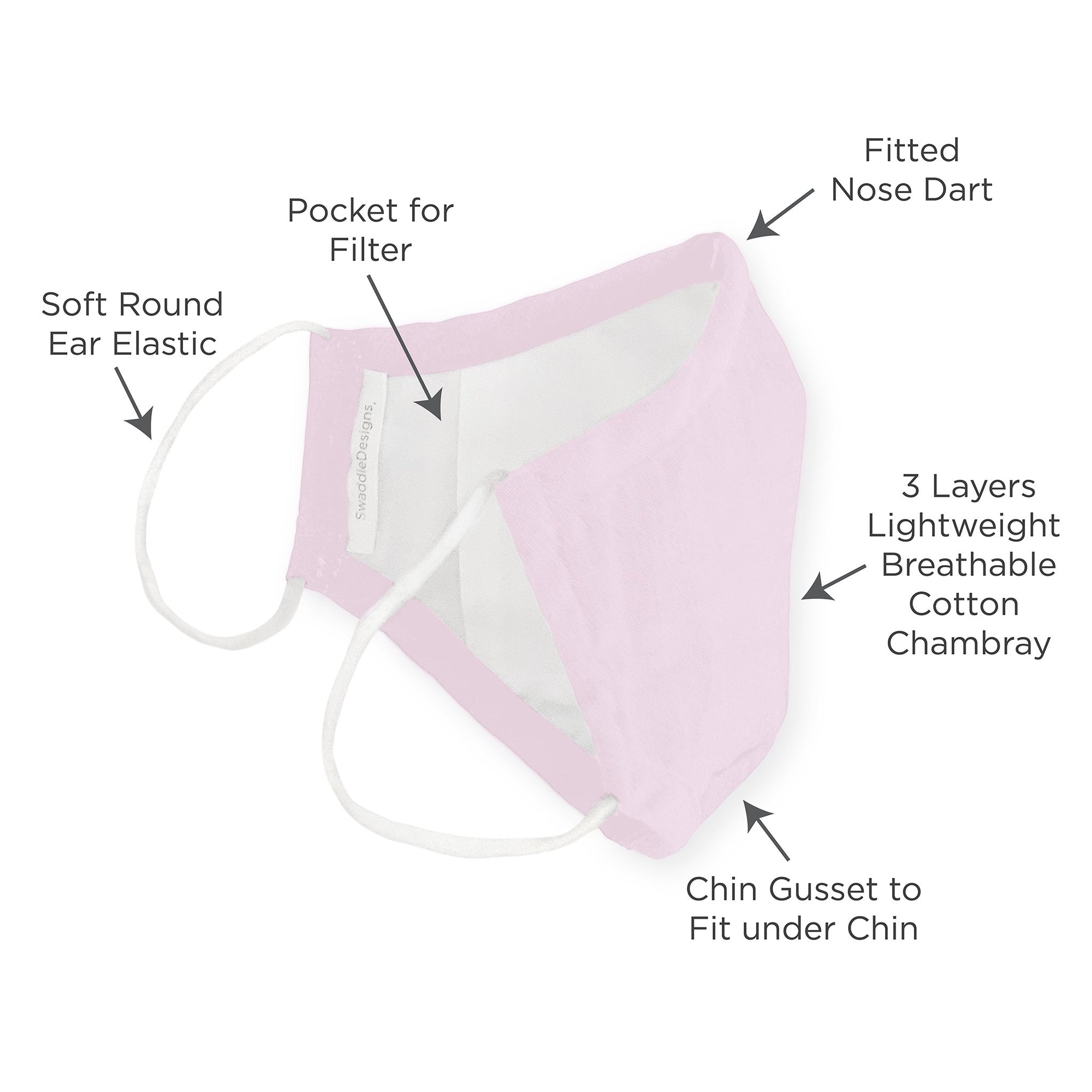 Angel Kids Cotton Cloth Mask - Chambray, Lilac | SwaddleDesigns