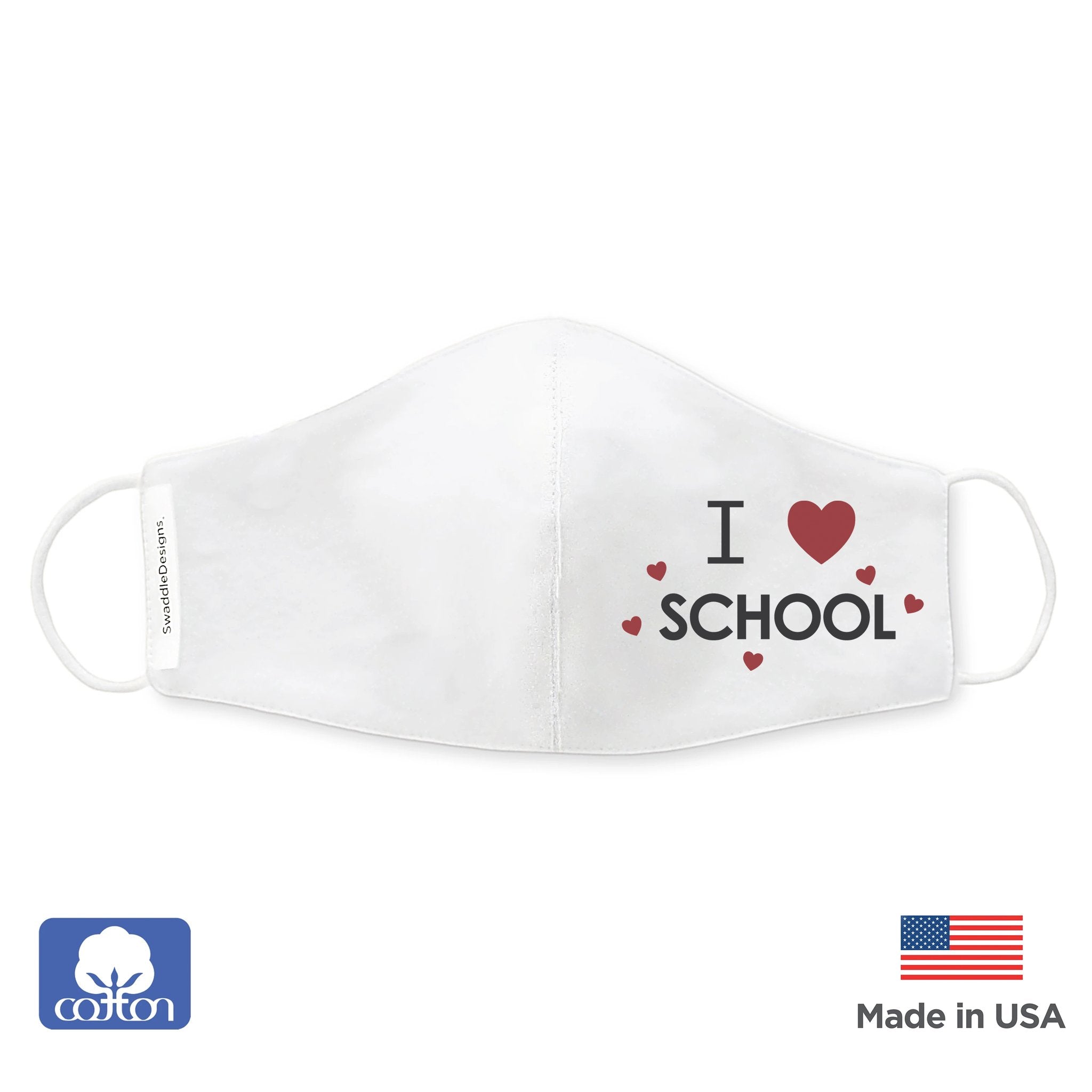 Kids Face Mask, Cloth Non-Medical Mask - I love School – SwaddleDesigns